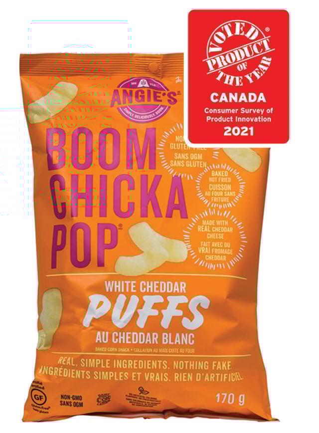 Angie's BOOMCHICKAPOP White Cheddar Puffs | Canadian Grocer