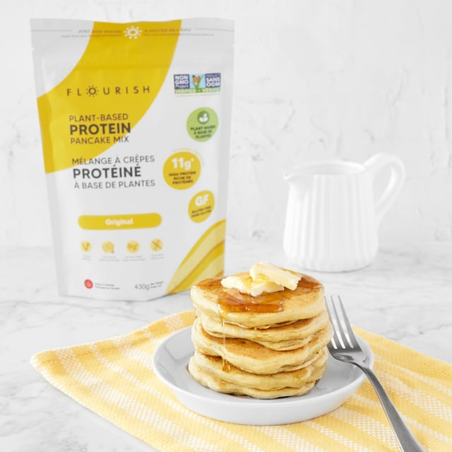 Flourish plant-based protein pancake mix | Canadian Grocer